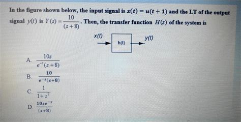 Solved In The Figure Shown Below The Input Signal Is X T Chegg