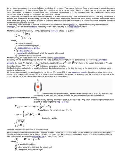 Terminal Velocity Buoyancy Viscosity