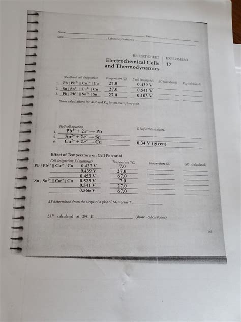 Solved Name Date Laboratory Instructor Report Sheet