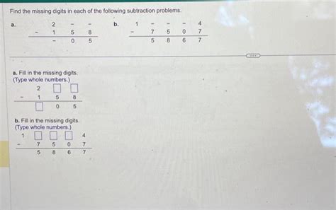 Solved Find The Missing Digits In Each Of The Following Chegg Com