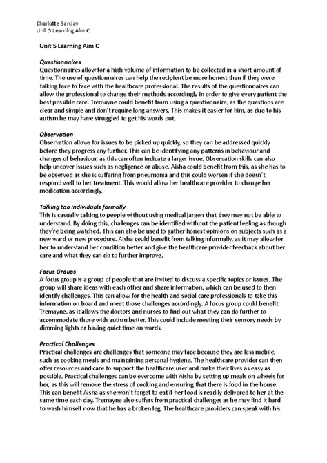 Unit 5 Assignment Learning Aim B Unit 5 Learning Aim A Katie Thwaites A Explain The