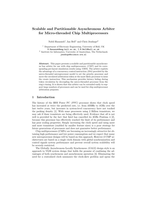 Pdf Scalable And Partitionable Asynchronous Arbiter For Micro