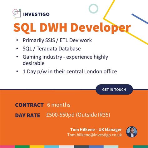 Urgent Sql Teradata Dwh Developer Contract Role Tom Hilkene Urgent Sql Teradata Dwh Developer Contract Role Tom Hilkene