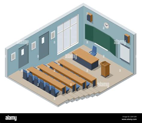 Isometric Lecture Hall Lecture Audience An Empty Large Lecture Room Or University Classroom