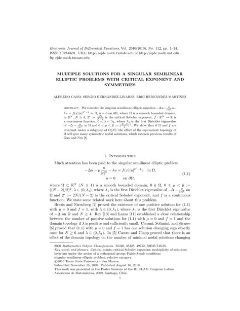 Pdf Multiple Solutions For A Singular Semilinear Elliptic Problems With Critical Exponent And