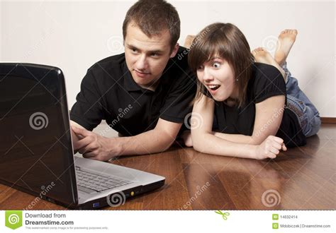 Couple Using A Laptop Stock Photo Image Of Teenager 14632414
