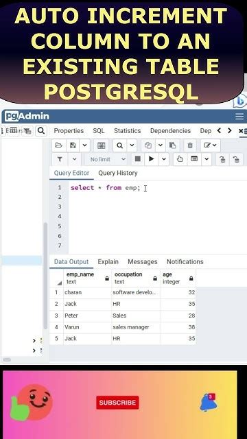 Add Auto Increment Key Id Column Postgresql Existing Table Youtube