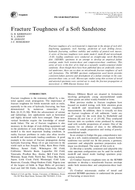 Pdf Fracture Toughness Of A Soft Sandstone