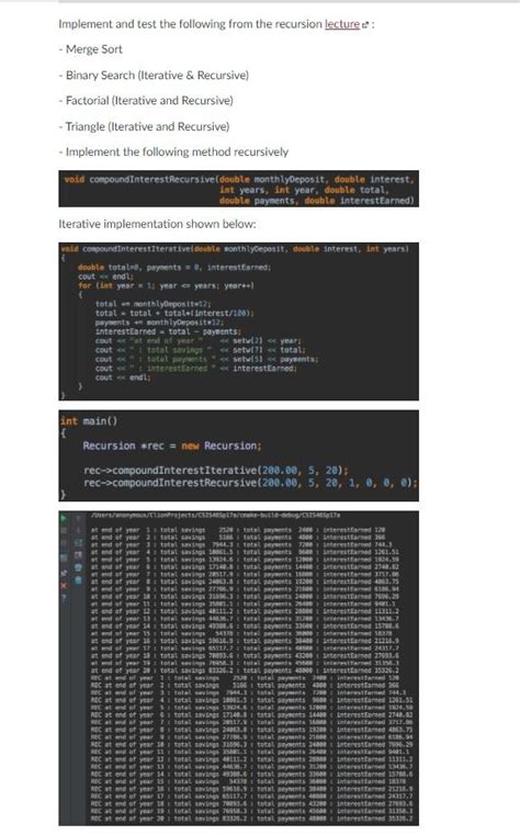Solved Implement And Test The Following From The Recursion