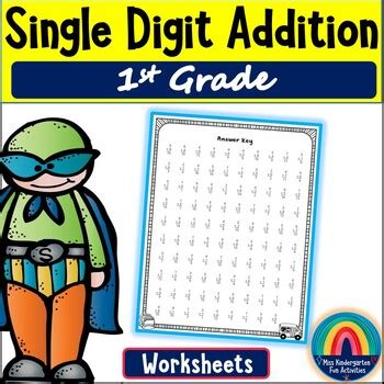 Single Digit Addition Practice Worksheets St Grade TPT