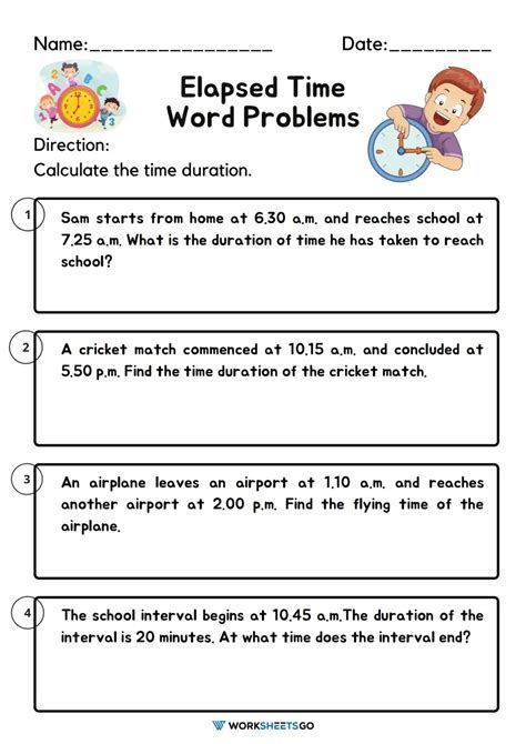 Time Word Problems Measuring And Time Worksheets For Year 3 Age