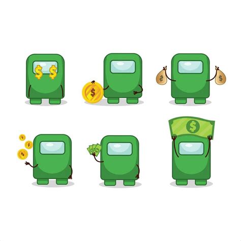 Among Us Green Cartoon Character With Cute Emoticon Bring Money 24522692 Vector Art At Vecteezy