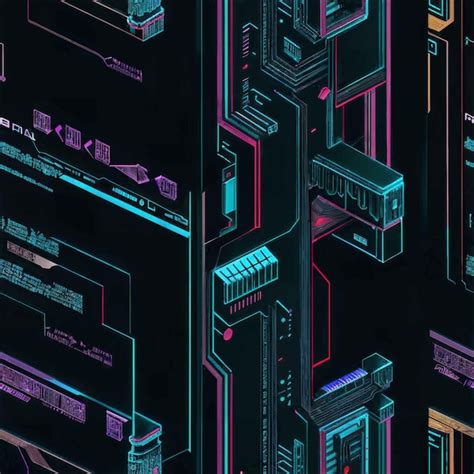 Premium Ai Image Seamless Cyberpunk Texture Pattern