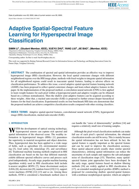 Pdf Adaptive Spatial Spectral Feature Learning For Hyperspectral Image Classification