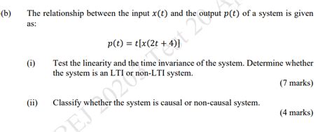 solved b the relationship between the input x t and the
