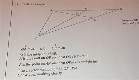 Solved 23 OAB Is A Triangle Ram NO Rately Dr Vector OA 2a And