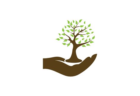 Human Hands And Tree With Green Leaves Logo Symbol Icon Illustration Vector Template