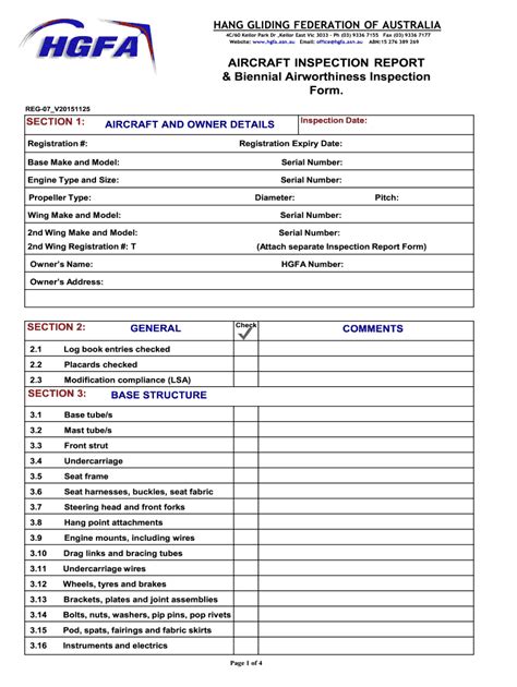 Fillable Online AIRCRAFT INSPECTION REPORT Biennial Airworthiness Fax