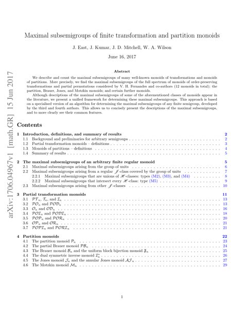 Pdf Maximal Subsemigroups Of Finite Transformation And Partition Monoids