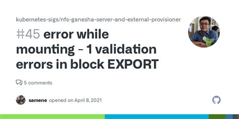 Error While Mounting Validation Errors In Block Export Issue Kubernetes Sigs Nfs
