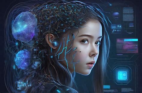 Premium Photo Technology Girl Is A Female Body Robot Generated Ai