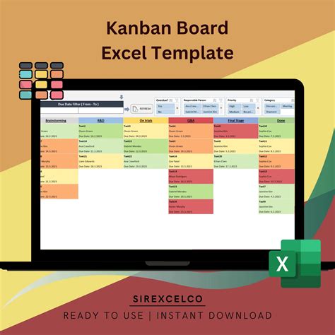 dynamic kanban board excel template for team workflow management easy database entry and visual