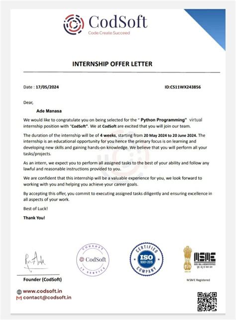 Ade Manasa On Linkedin Internship Codsoft Careergrowth Learningjourney