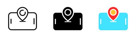 Map Pointers In The Phone Set Icon Gps Navigation Route Destination