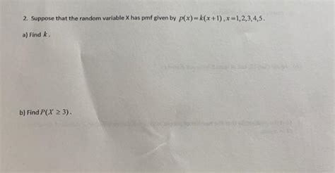 Solved Suppose That The Random Variable X Has Pmf Given Chegg