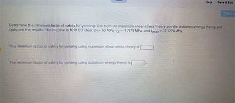 Solved Determine The Minimum Factor Of Safety For Yielding