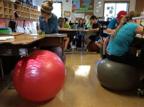 Exercise Balls Replace Chairs In Liberty Looneys Fourth Grade Classroom Ball Exercises