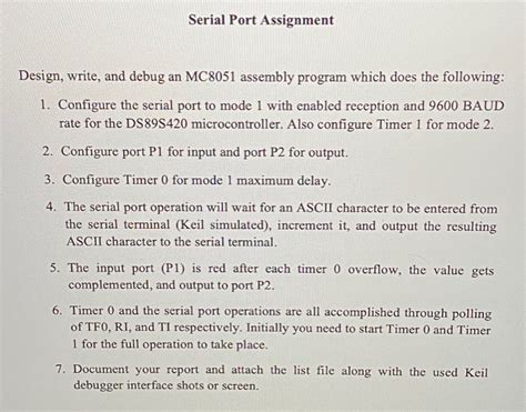Solved Serial Port Assignment Design Write And Debug An