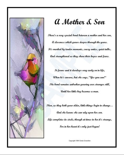 Mother Son Poem Digital Download Sentimental T For My Mother
