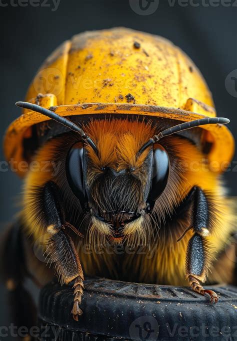 AI Generated Bee Wearing Yellow Construction Helmet 40988733 Stock Photo At Vecteezy