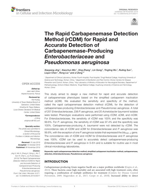 Pdf The Rapid Carbapenemase Detection Method Rcdm For Rapid And Accurate Detection Of