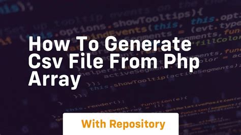How To Generate Csv File From Php Array Youtube