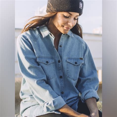 Roxy Tops Roxy Rain Weather Denim Shirt Poshmark