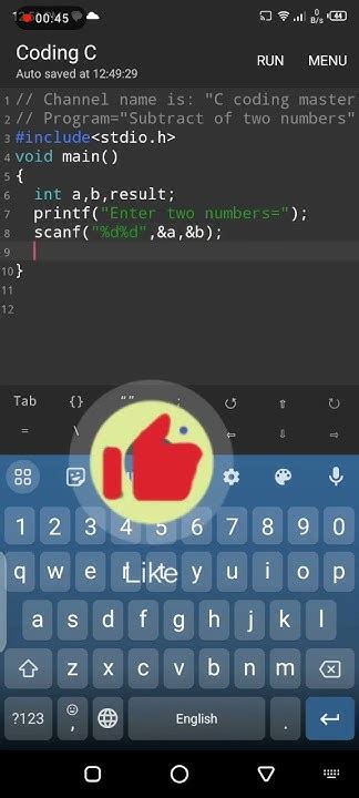 Subtract Two Numbers In Ccoding Programming Viral Shorts Foryou Ytshort Youtube