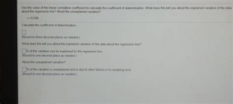 Solved Use The Value Of The Linear Correlation Coefficient