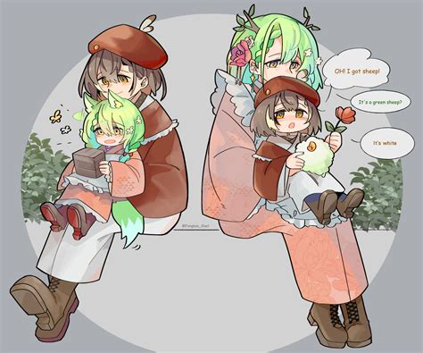 Nanashi Mumei And Ceres Fauna Hololive And More Drawn By Fongban Illust Danbooru