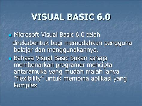 PPT VISUAL BASIC 6 0 PowerPoint Presentation Free Download ID 4638315