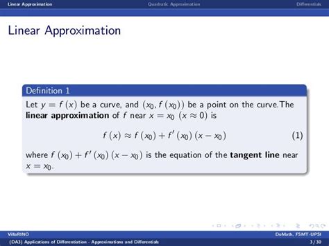 benginning calculus lecture notes 8 linear quadratic approximation