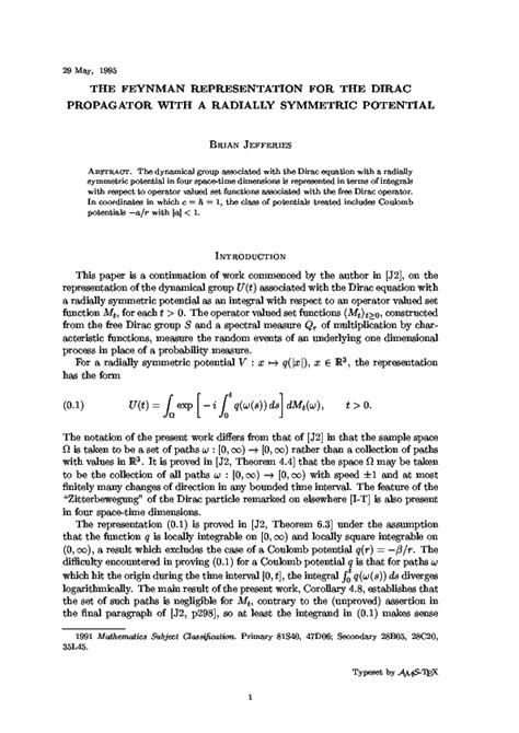 Pdf The Feynman Representation For The Dirac Propagator With A