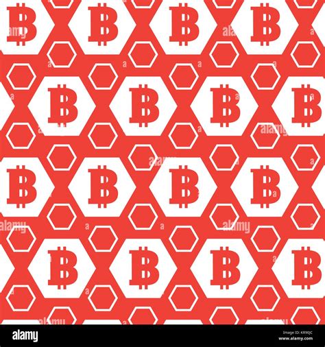 Simple Seamless Pattern Bitcoins Signs On Red Background Digital Money