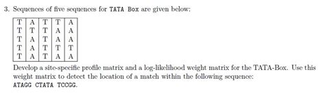 3 Sequences Of Five Sequences For Tata Box Are Given