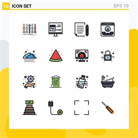 Universal Icon Symbols Group Of 16 Modern Flat Color Filled Lines Of Contact Center Develop Call
