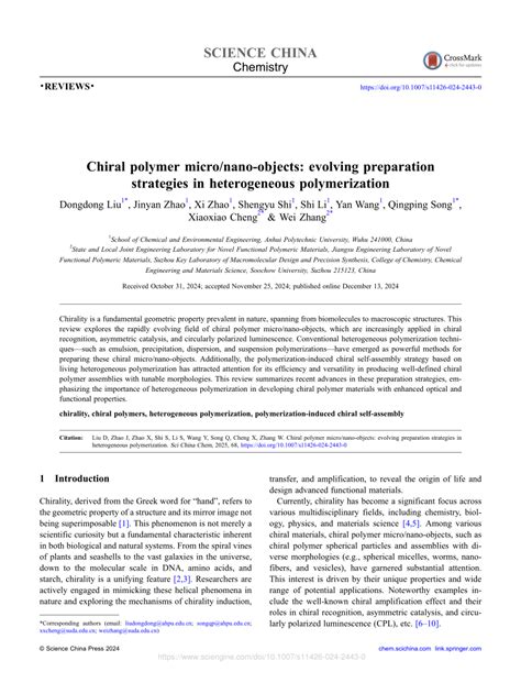 Pdf Chiral Polymer Micronano Objects Evolving Preparation