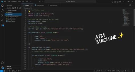 Manaher Irfan Ahmed On Linkedin Javascript Atmsimulator Coding Github Npm Beginnercoder Atm