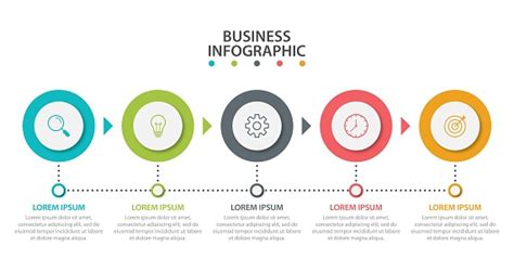 비즈니스 프로세스 인포그래픽 템플릿입니다 숫자 5 옵션 또는 단계가있는 얇은 라인 디자인 벡터 일러스트 그래픽 디자인 개념에