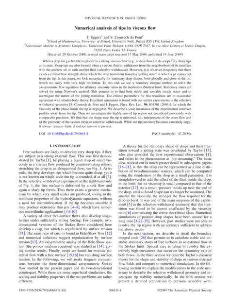 Pdf Numerical Analysis Of Tips In Viscous Flow